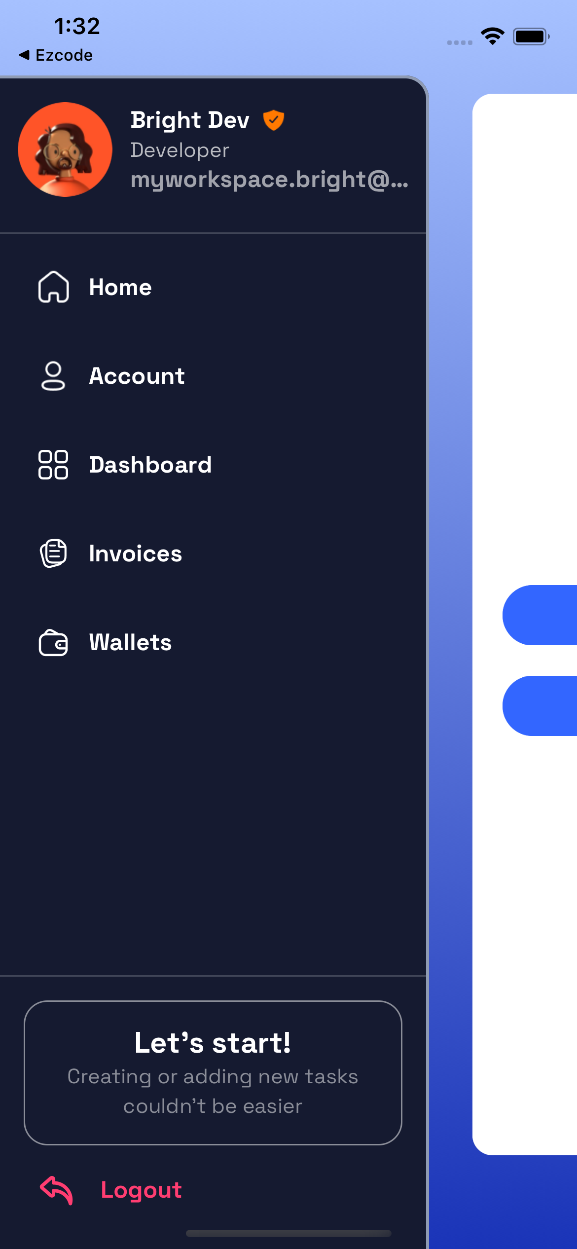 Ezcode-Menu-Slide Bar React Native Template by BrightTeam | CodeCanyon